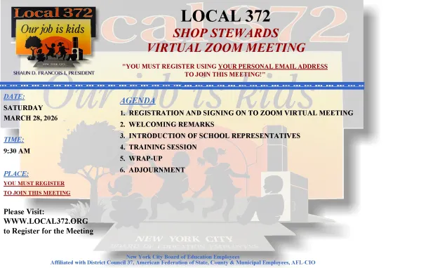 Local 372 Shop Stewards Training | Local 372, N.Y.C. Board of Education ...